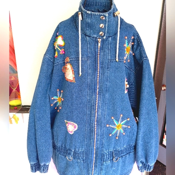 August Max | Jackets & Coats | Vintage Bedazzled Denim Jacket | Poshmark